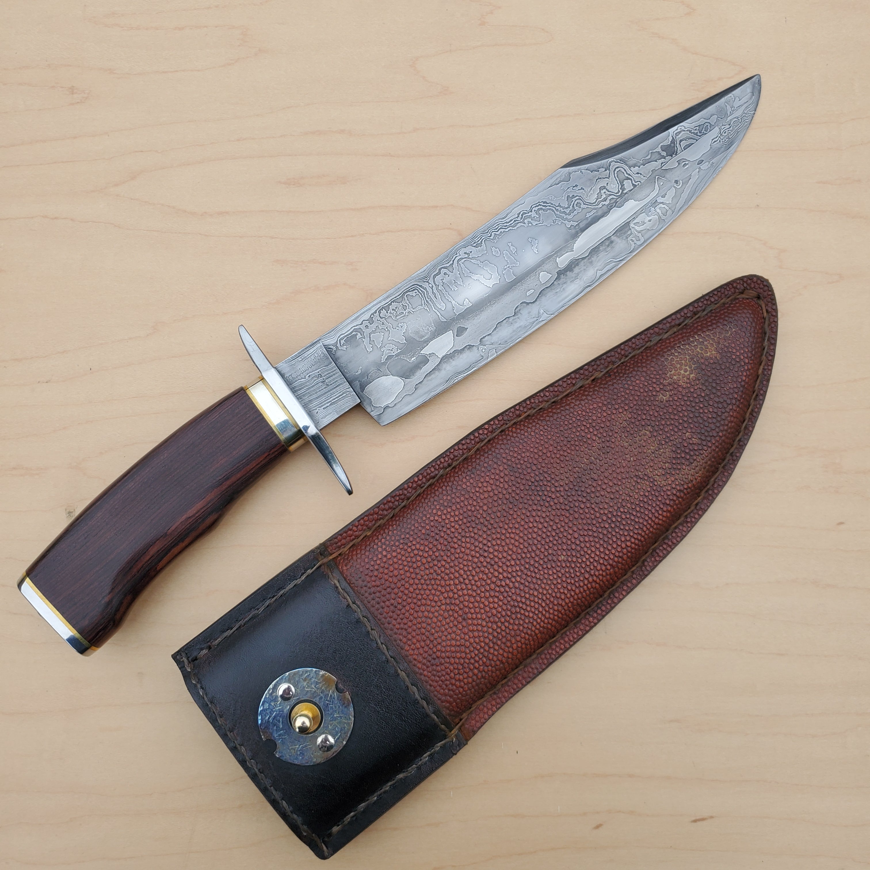 Dan Petersen Bowie 10.5" Damascus Cocobolo – Uptown Cutlery